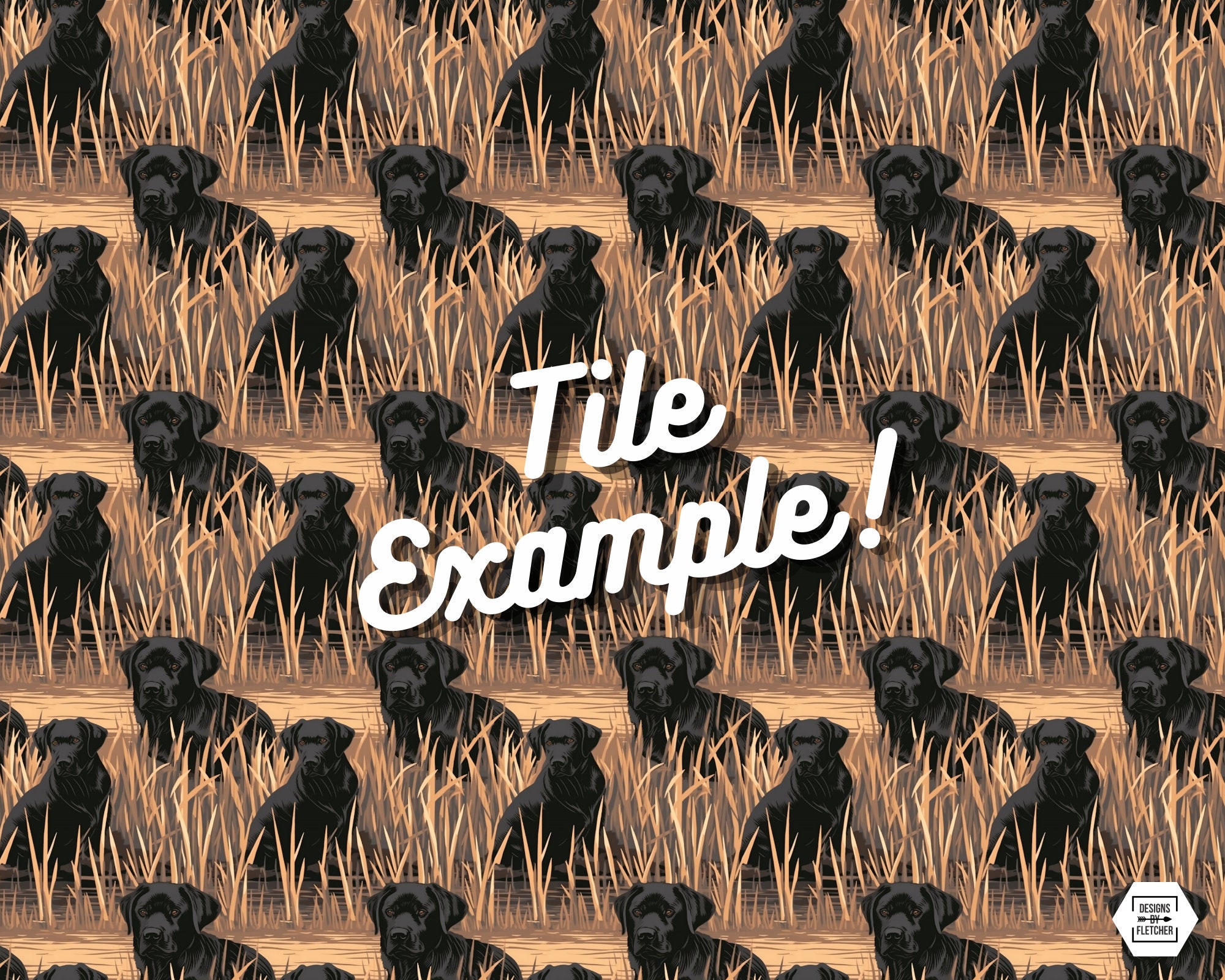 Black Lab Illustration Digital Pattern - Seamless Black Labrador ...