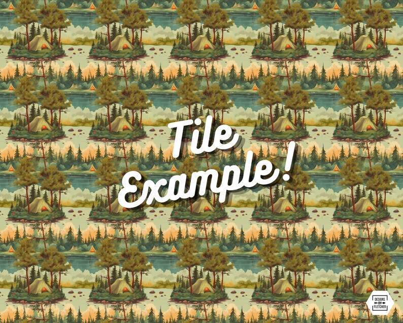 Camping Digital Pattern - Seamless Camping Digital Design, Oil Painting ...