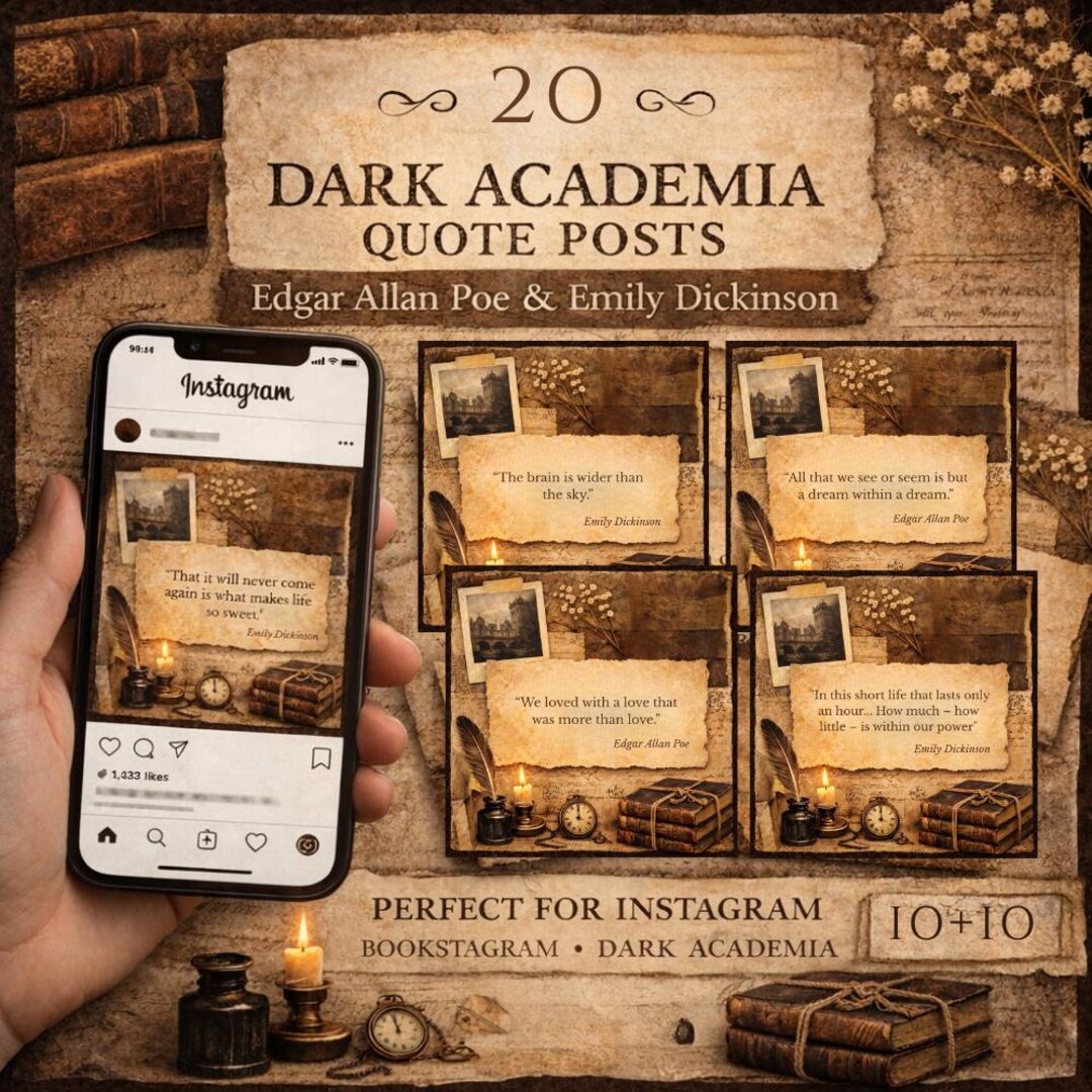 Dark Academia Quote Posts for Instagram | Emily Dickinson & Edgar Allan ...