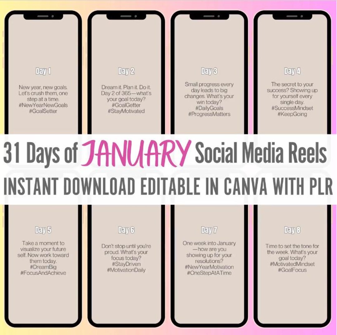 31 Days of January Social Media Reels | Motivational DFY Instagram ...
