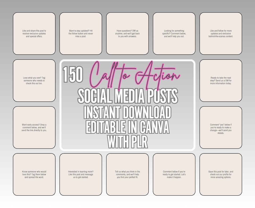 150 Call to Action Business Posts for Social Media | Editable in Canva ...