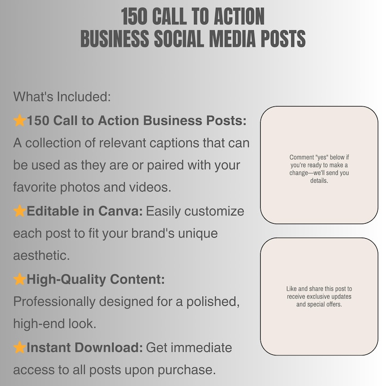 150 Call to Action Business Posts for Social Media | Editable in Canva ...