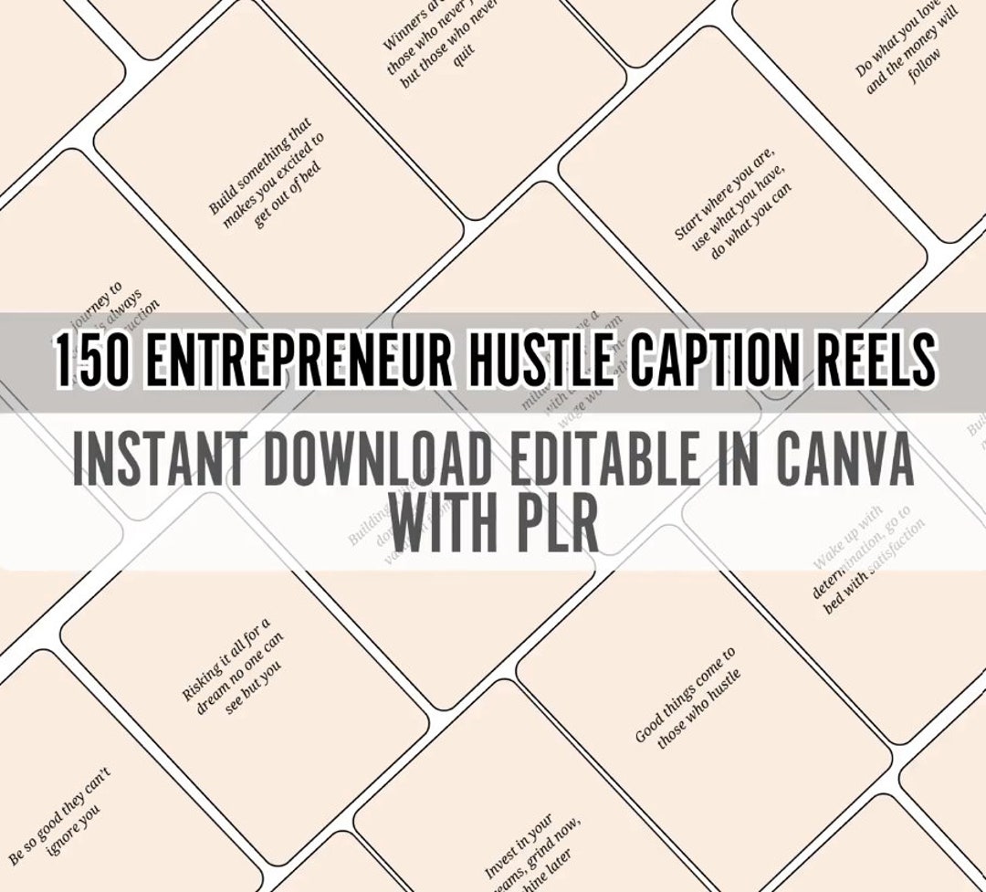 150 Entrepreneur Hustle Caption Reels: Editable in Canva (digital ...