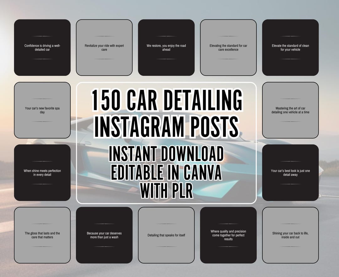 150 Car Detailing Caption Posts for Instagram | Social Media Content ...