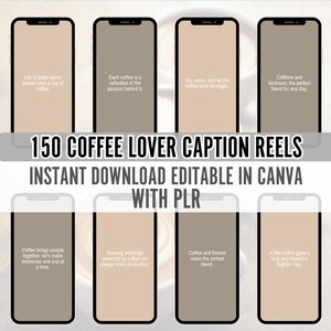 150 Coffee Themed Caption Reels for Instagram Tiktok DFY Faceless ...
