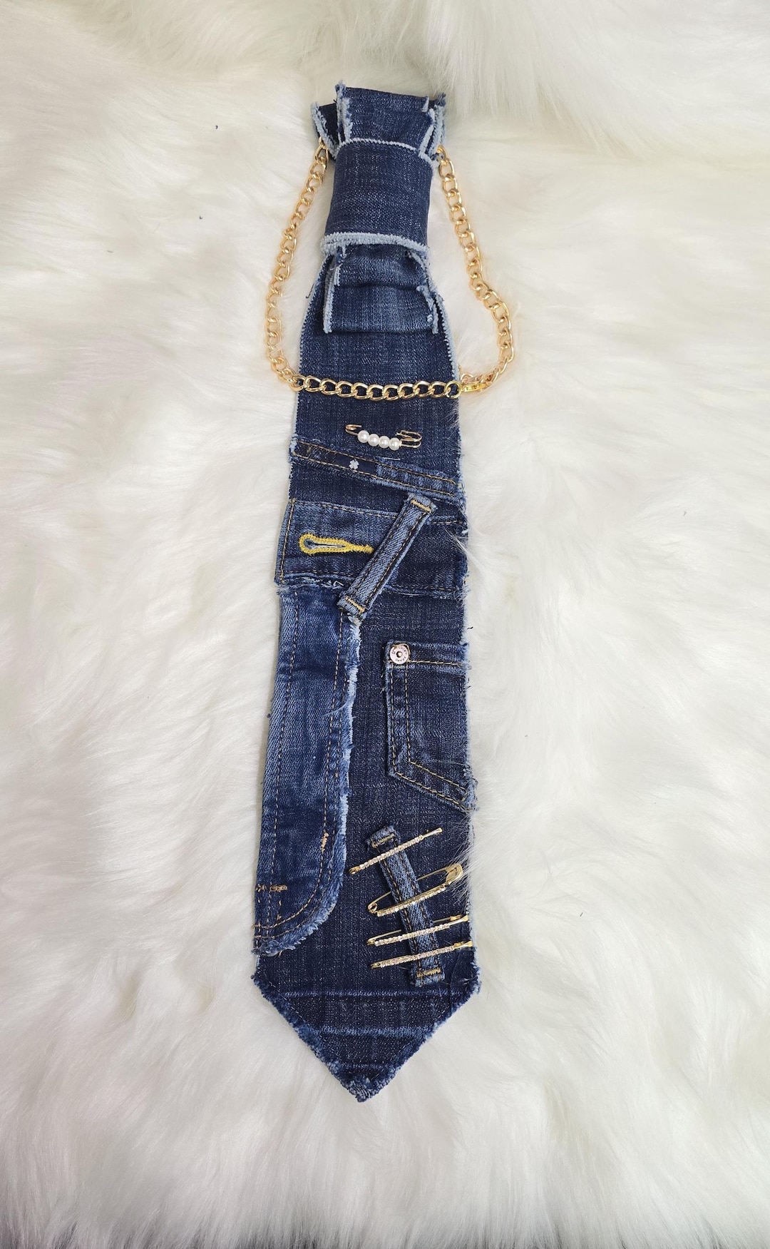 Custom Upcycled Denim Tie: Handmade Fashion Accessory - Etsy