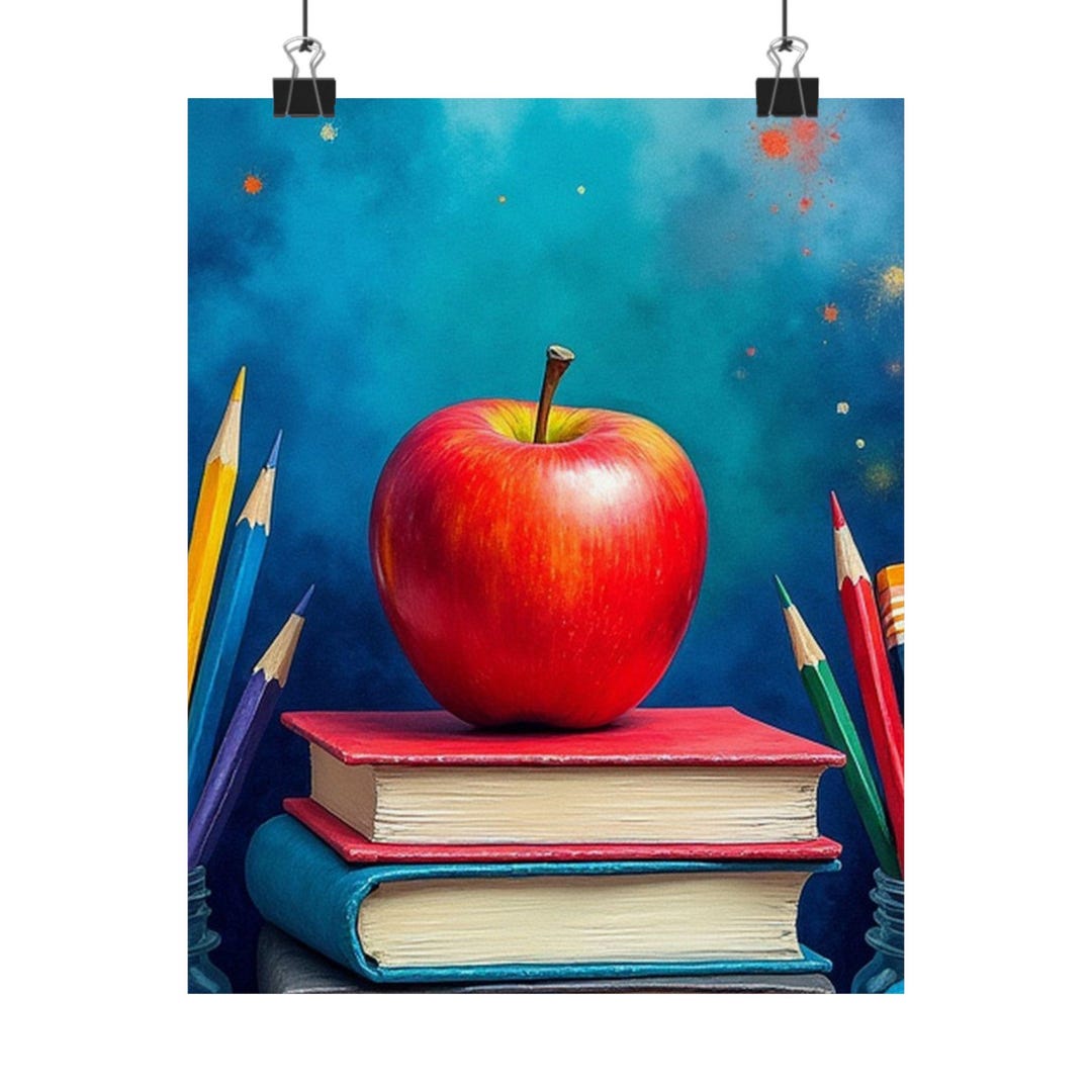 Back to School Chalkboard Poster - Colorful School Supplies Watercolor ...