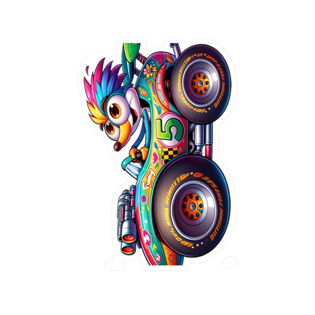 Kids Fun Race Car - Boys Cartoon Race Cars Wall Dicut Vinyl Stickers ...