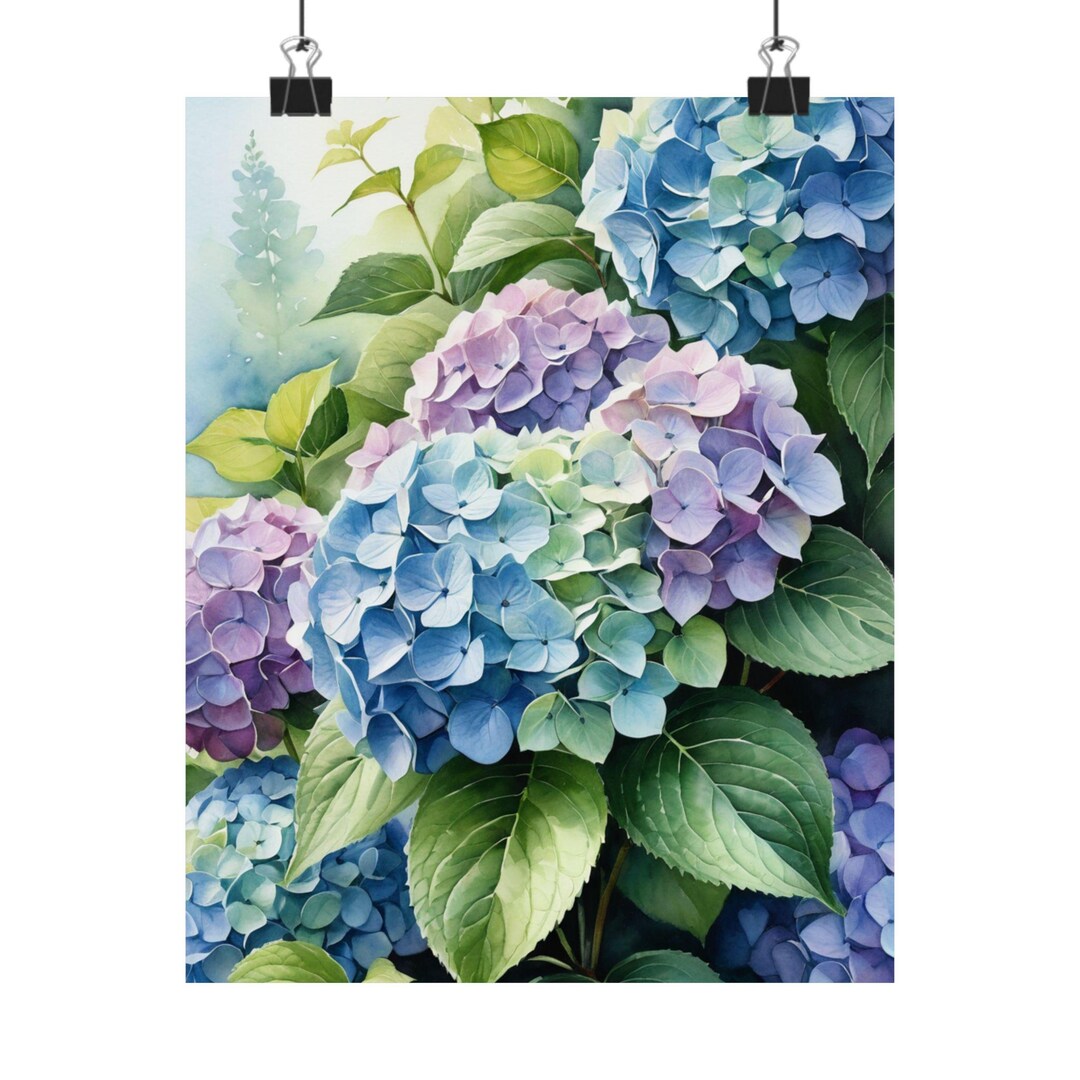 Hydrangea Garden Poster – Botanical Floral Wall Art Mother Day Gift ...