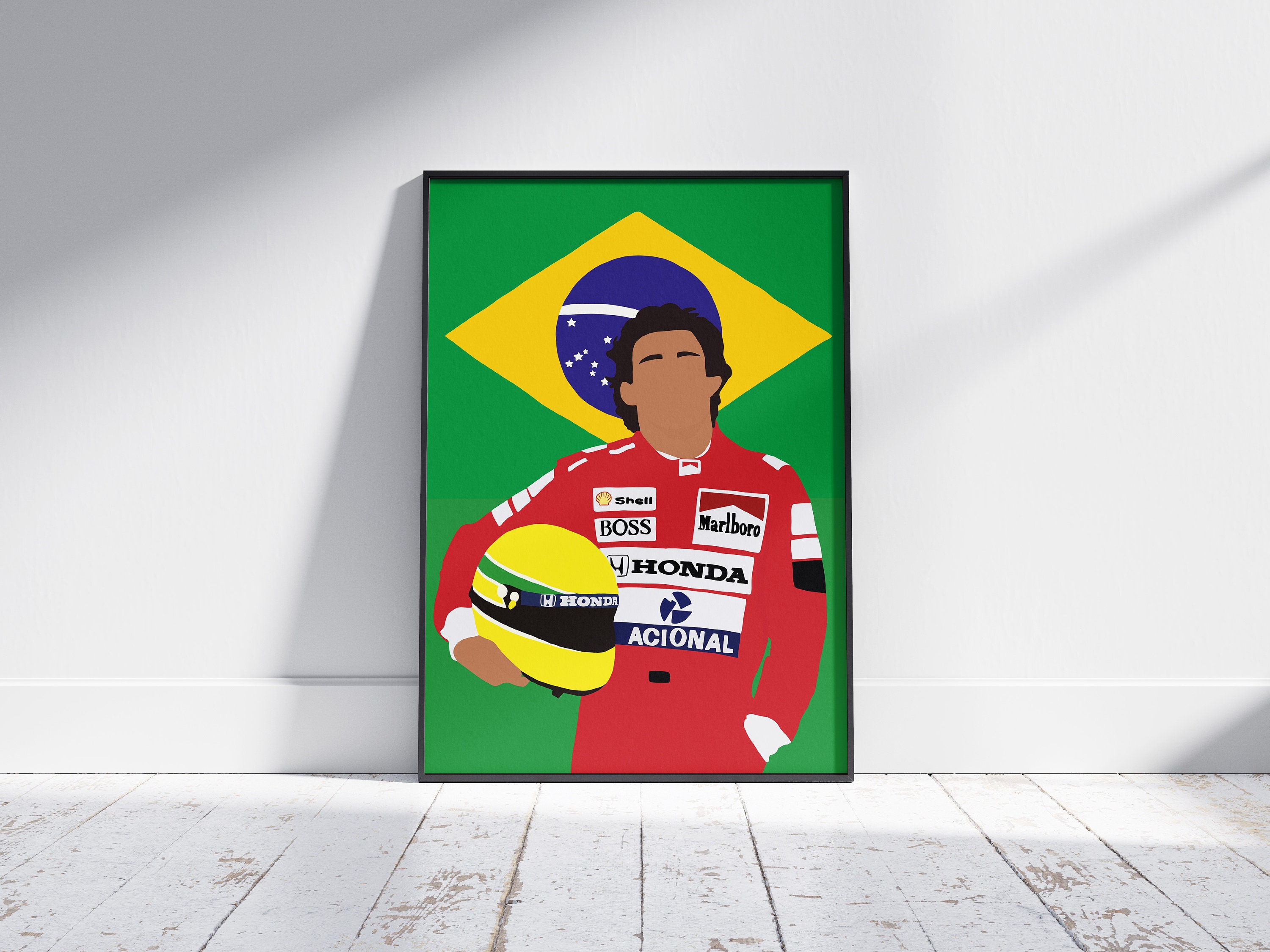 Ayrton Senna Flat Vector F1 Poster - Etsy