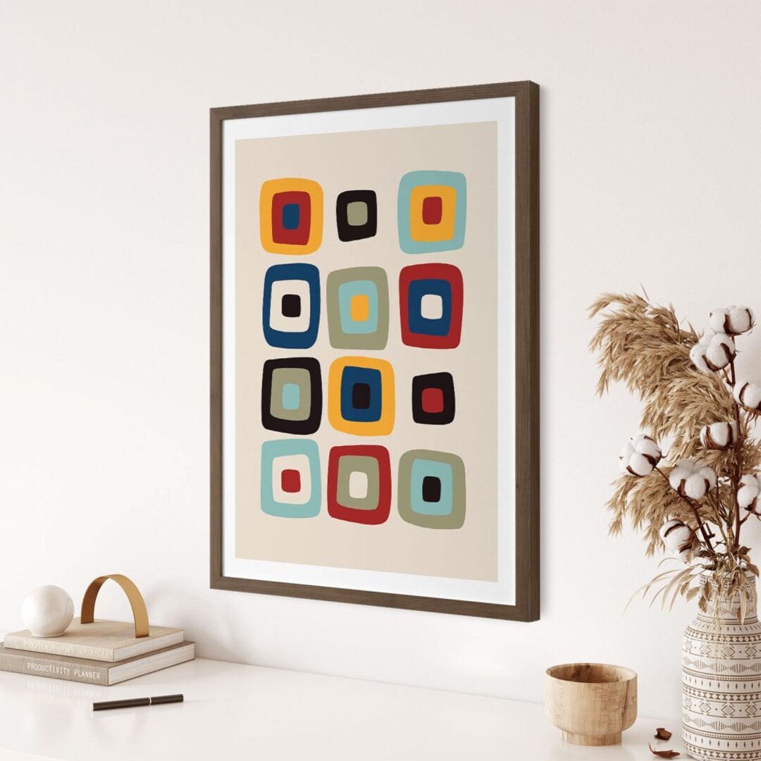 Vintage Minimalistic Chromatic Block Abstract Wall Art Antique Wall Art ...