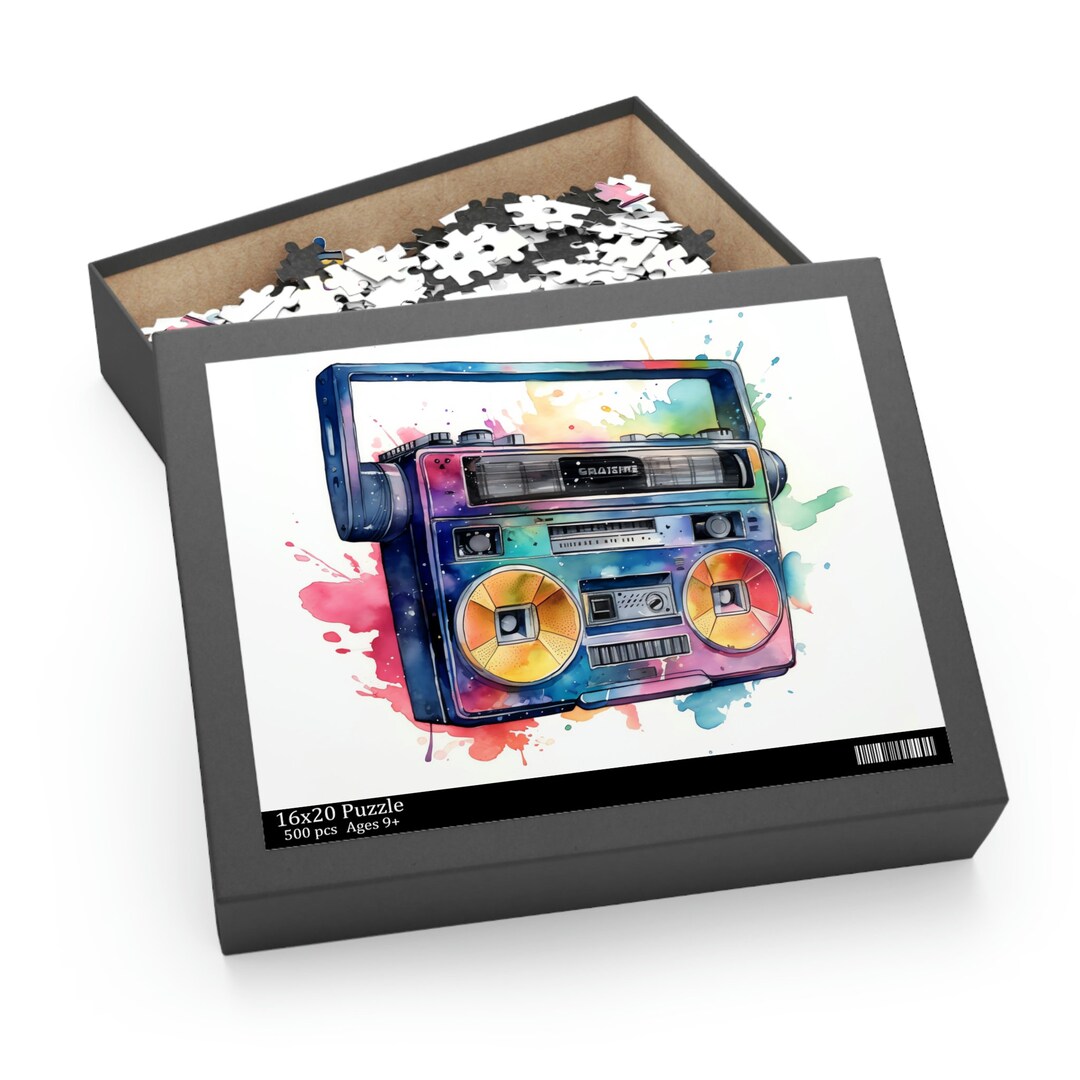 Watercolor Boombox Puzzle Nostalgic and Artistic Jigsaw Challenge for ...