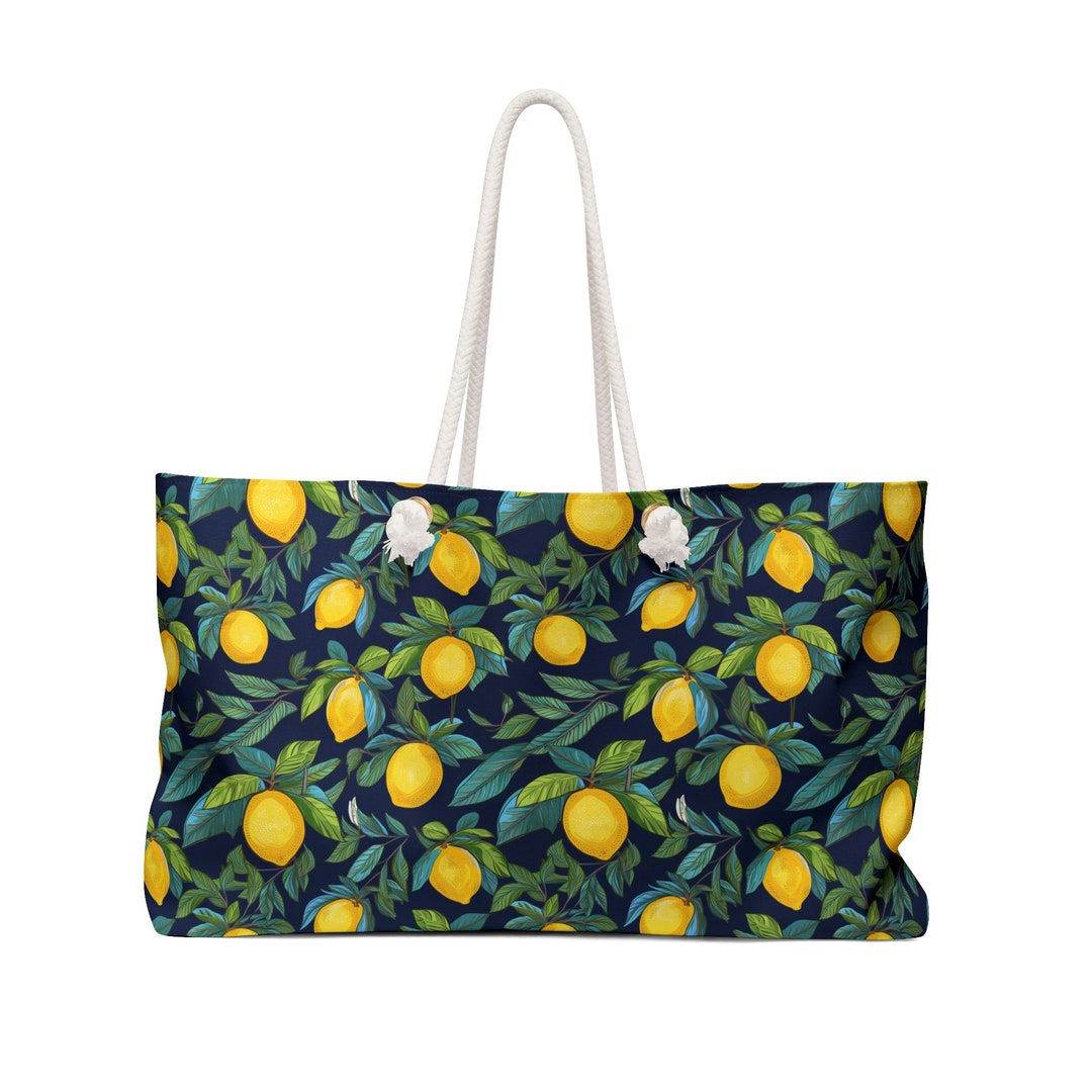 Zesty Lemon Weekender Bag Beach-inspired Travel Tote Roomy Luggage for ...