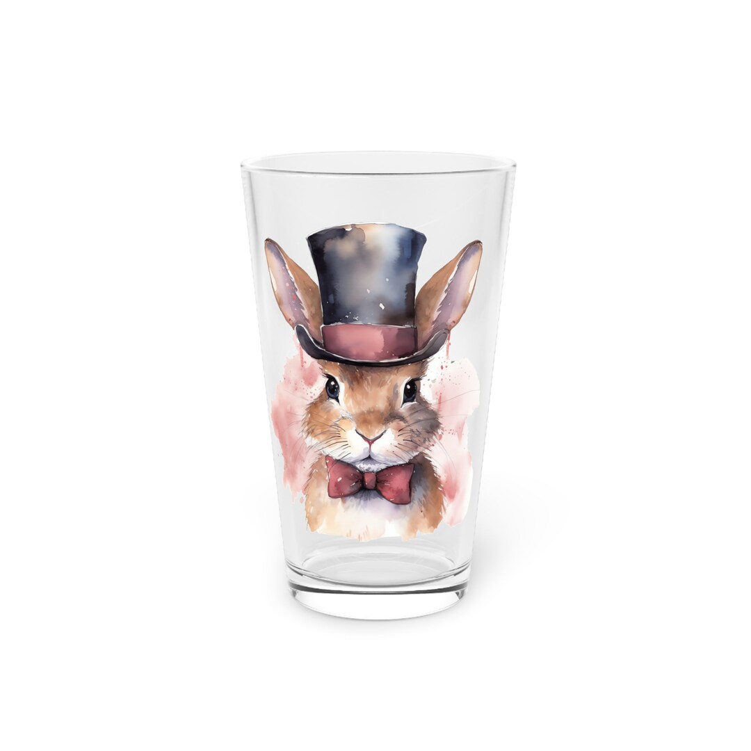 Cute Bunny Top Hat 16 Oz Pint Glass Adorable Rabbit Drinkware Magical ...