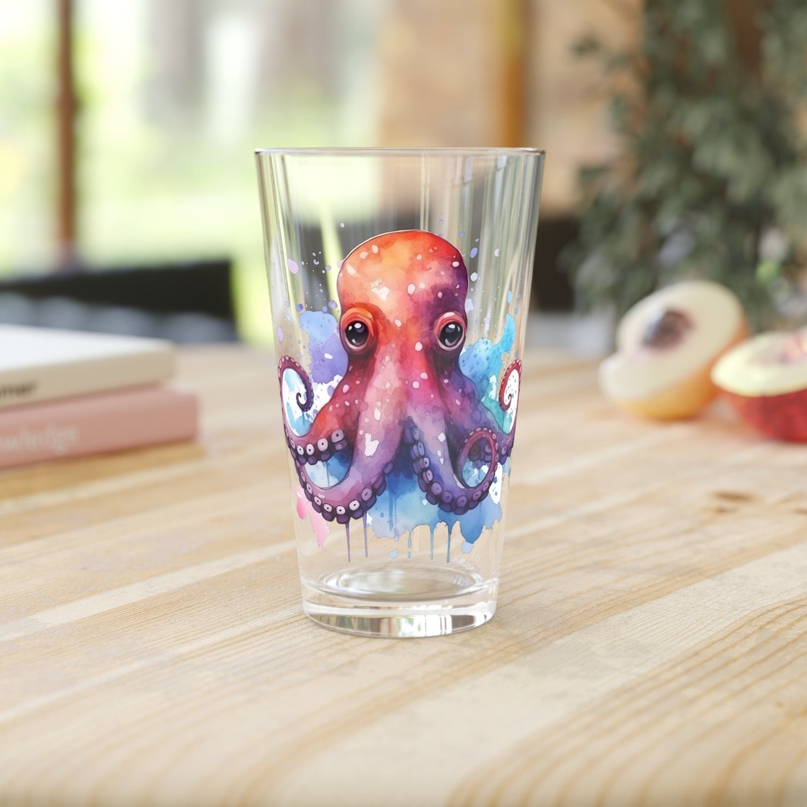 Vibrant Watercolor Octopus Glass, Embrace Your Love for the Ocean With ...