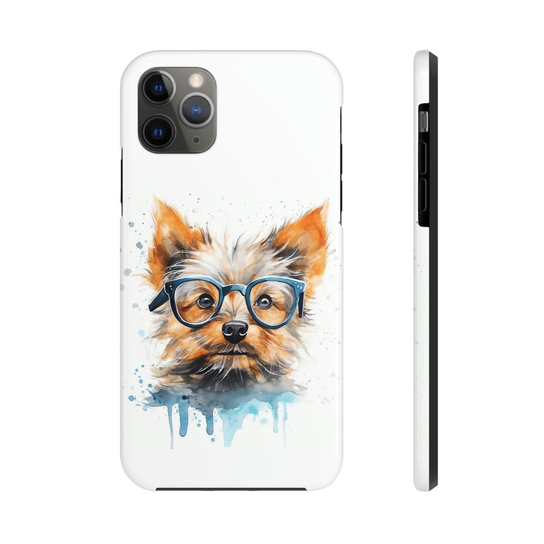 Watercolor Yorkie Wearing Glasses Tough Phone Case Case-mate Adorable ...