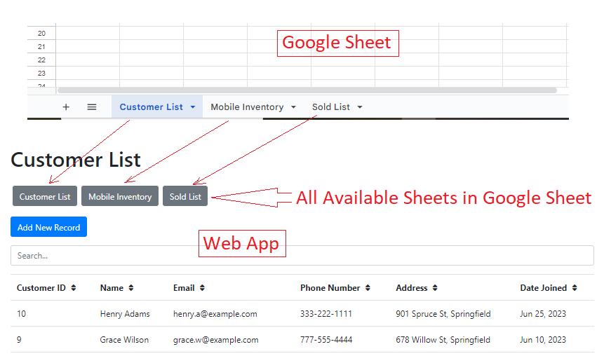 Dynamic Web App to Google Sheet CRUD Operation, Search and Sort Operation Code - Etsy