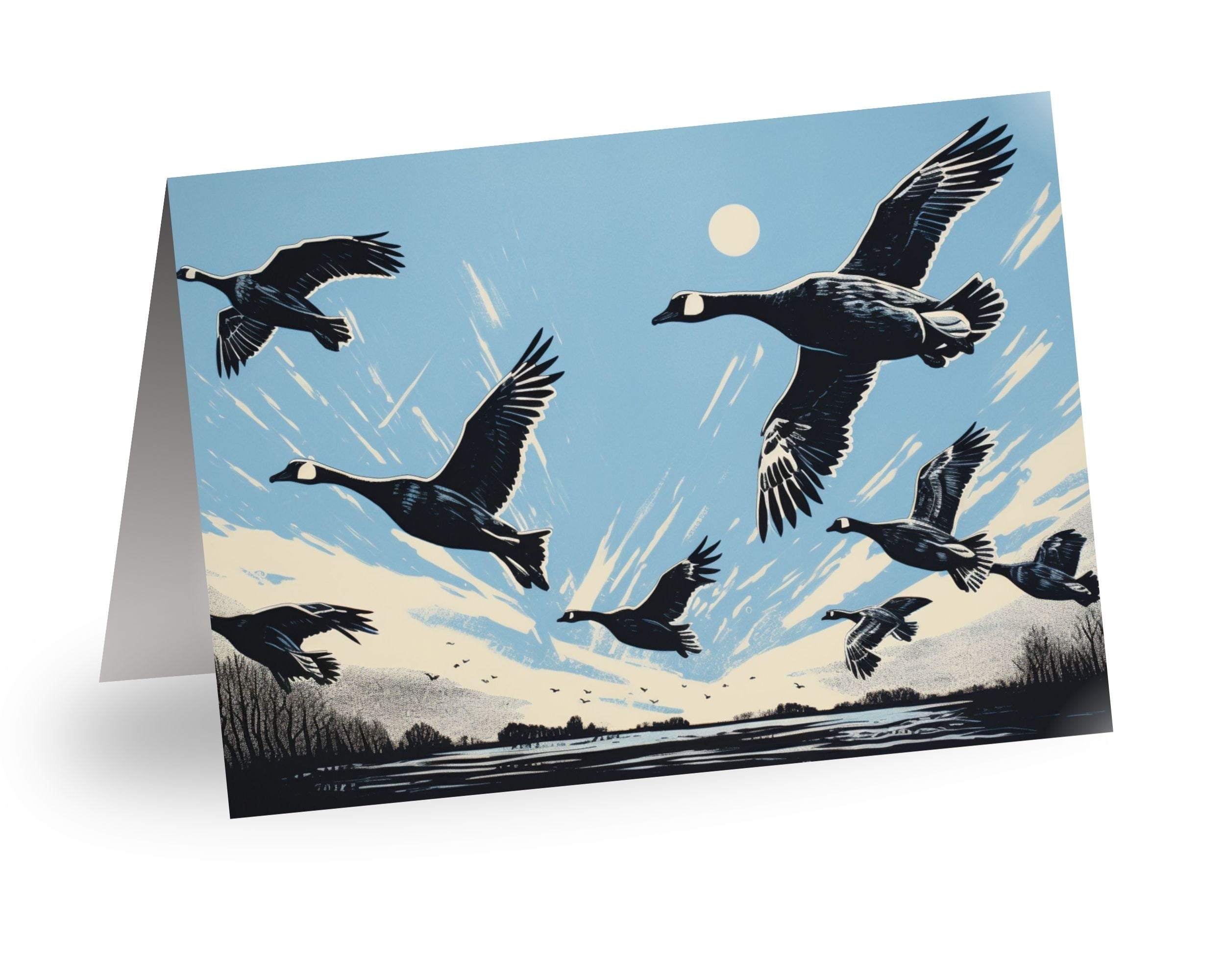 Printable Card - Flying Geese Flock. Festive, Seasonal, Christmas ...