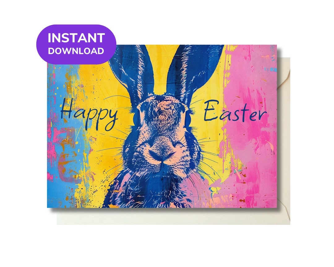 Printable Easter Greetings Card. Instant Download Unique DIY Greetings ...