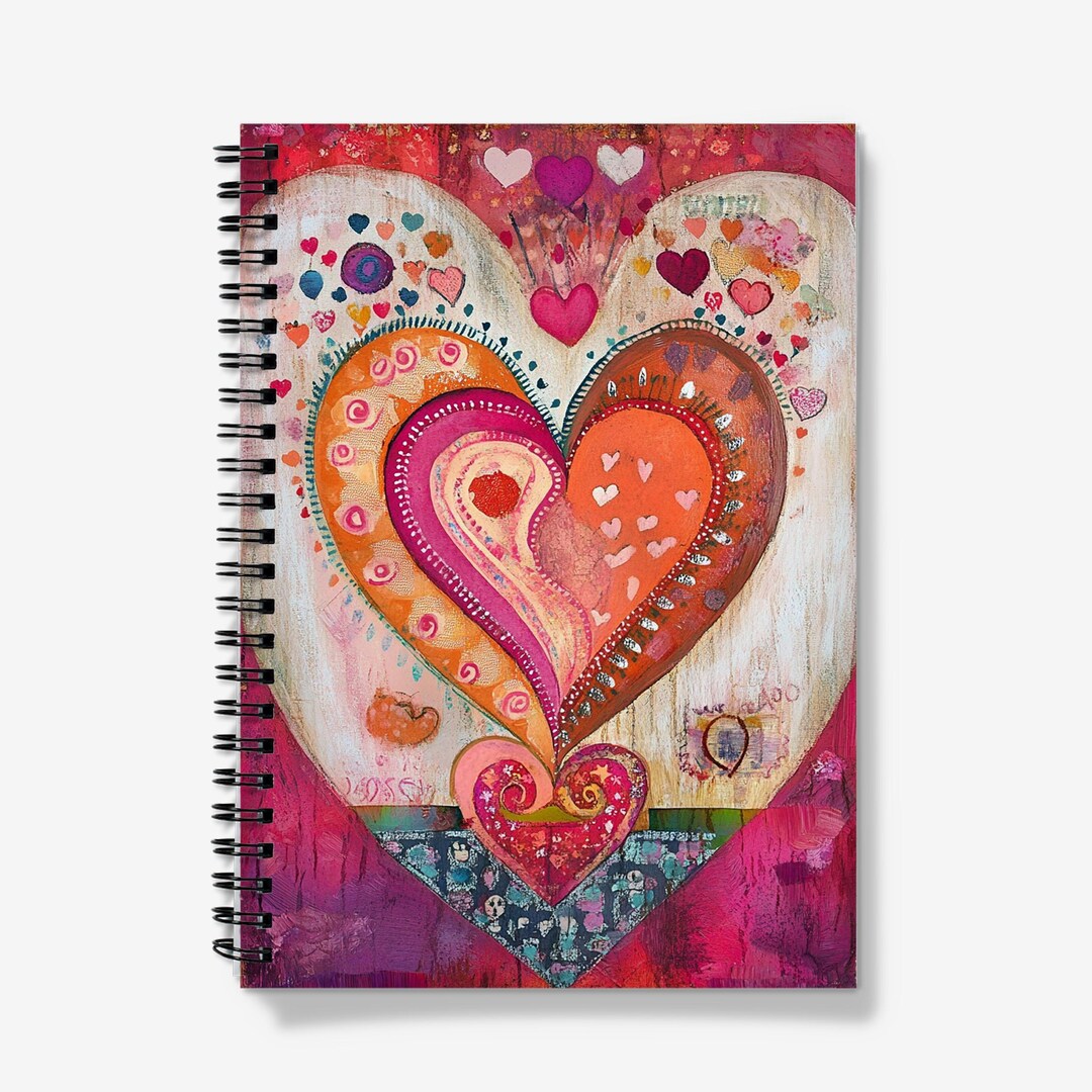 Student A5 Notebook | Love Heart Design | Spiral Bound Journal | 60 ...