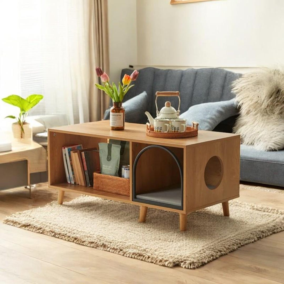 6-leg Coffee Table With Built-in Cat Resting Area - Etsy