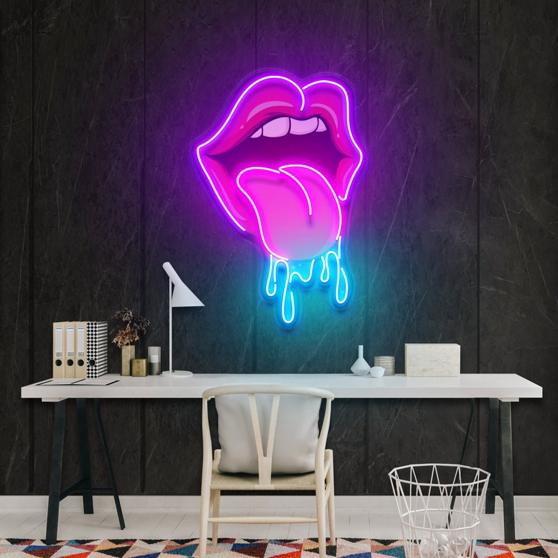 Lips Dripping Artwork Led Neon Sign Light - Etsy
