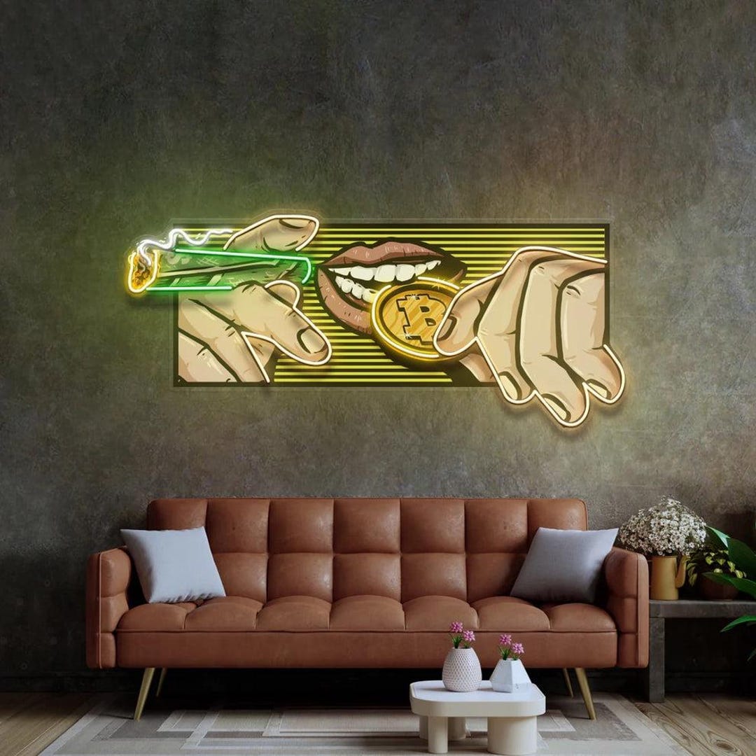 Bold “money Bite” Neon Sign Cash and Gold LED Light Street Art Inspired ...