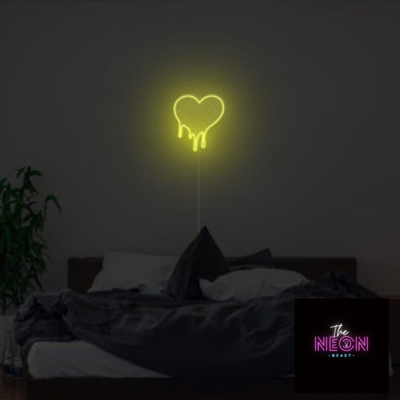Melting Heart Neon Sign Bleeding Heart Neon Light Custom Romantic LED ...