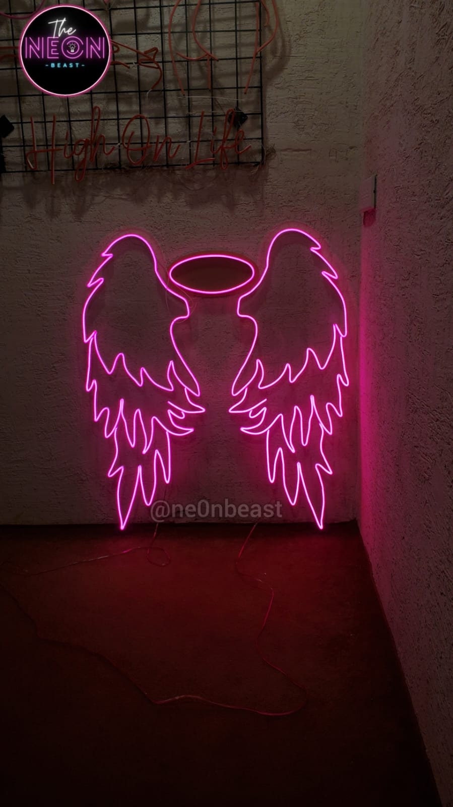 Angel Wings and Halo Neon Sign Custom Neon Sign ,wings Neon Sign, Wings ...