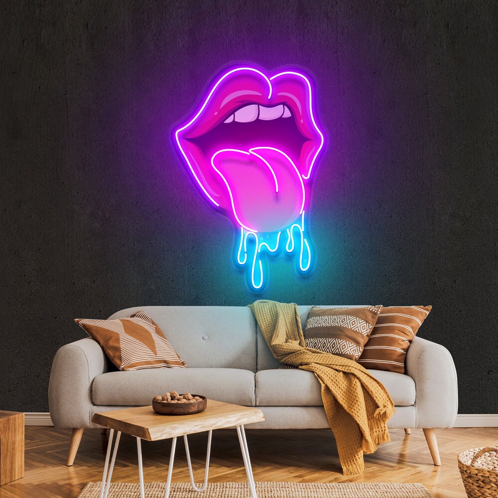 Lips Dripping Artwork Led Neon Sign Light - Etsy