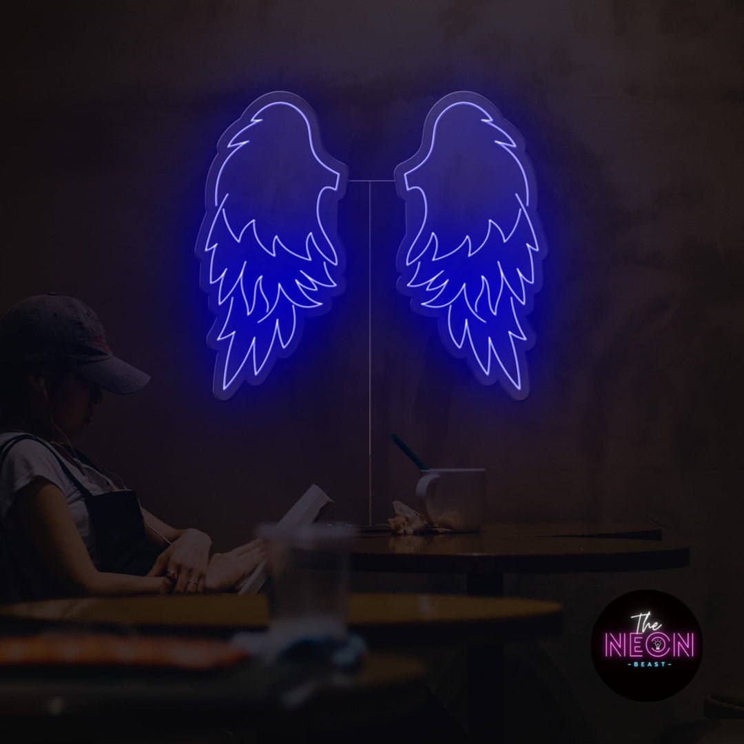 Angel Wings and Halo Neon Sign Custom Neon Sign ,wings Neon Sign, Wings ...