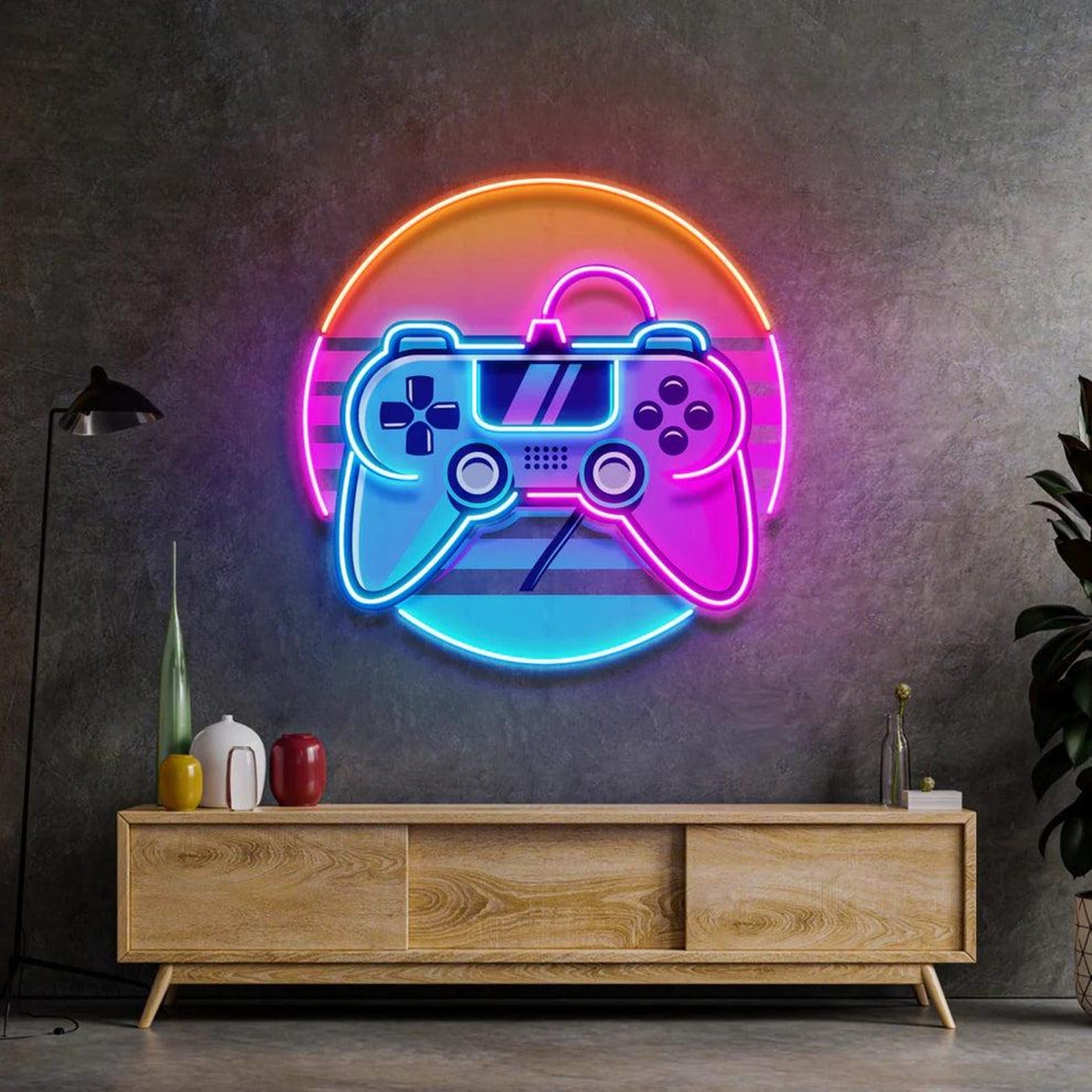 Colorful Game Controller Neon Sign LED Game Console Wall Light Bedroom ...