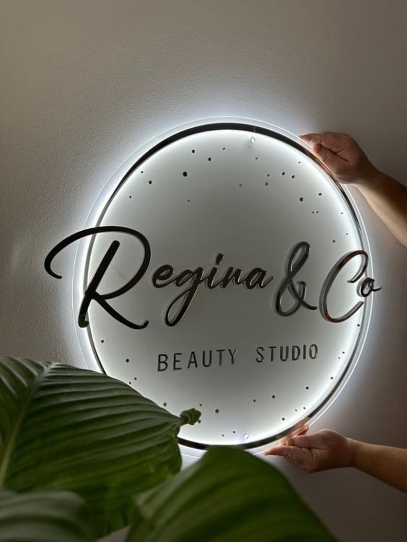 Custom Backlit Acrylic Sign Acrylic Logo Sign LED Business Sign Salon ...