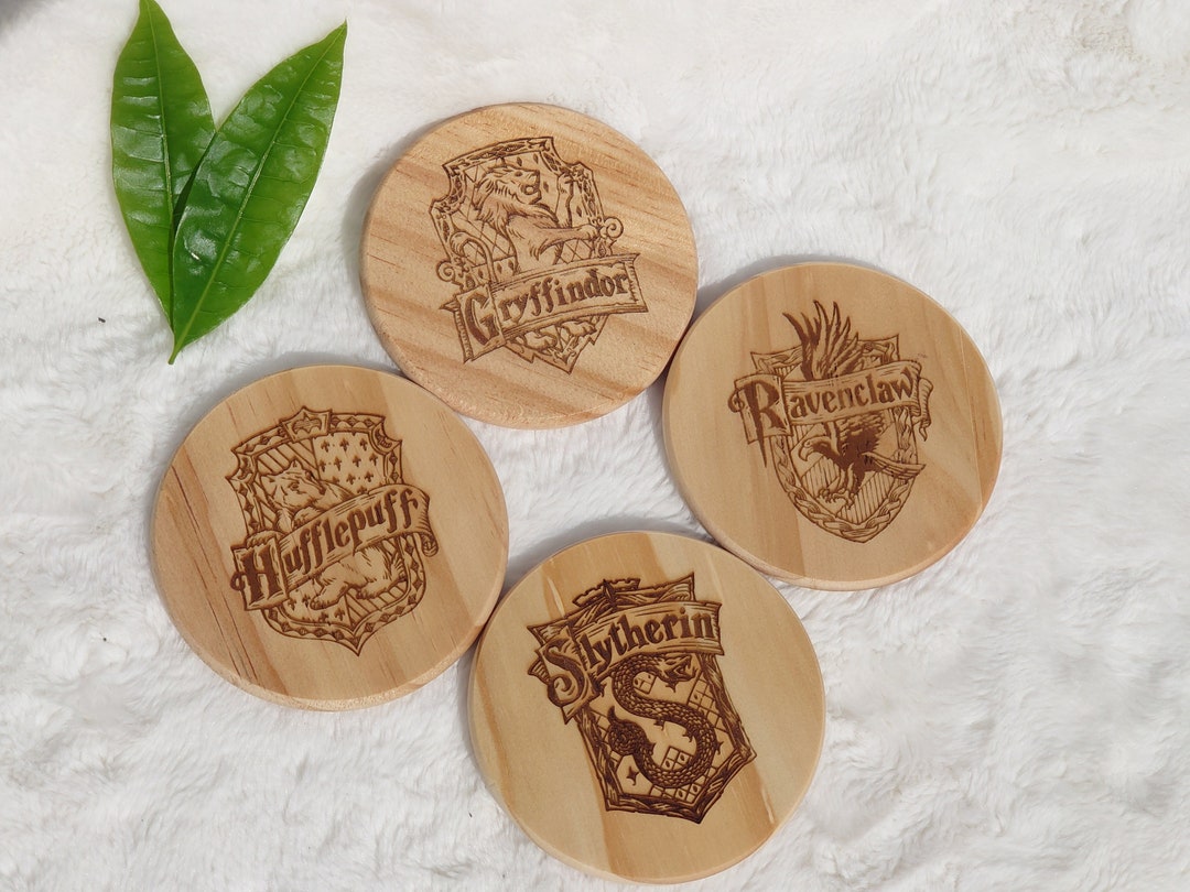 Hogwarts Houses Wood Coasters Harry Potter Slytherin - Etsy UK