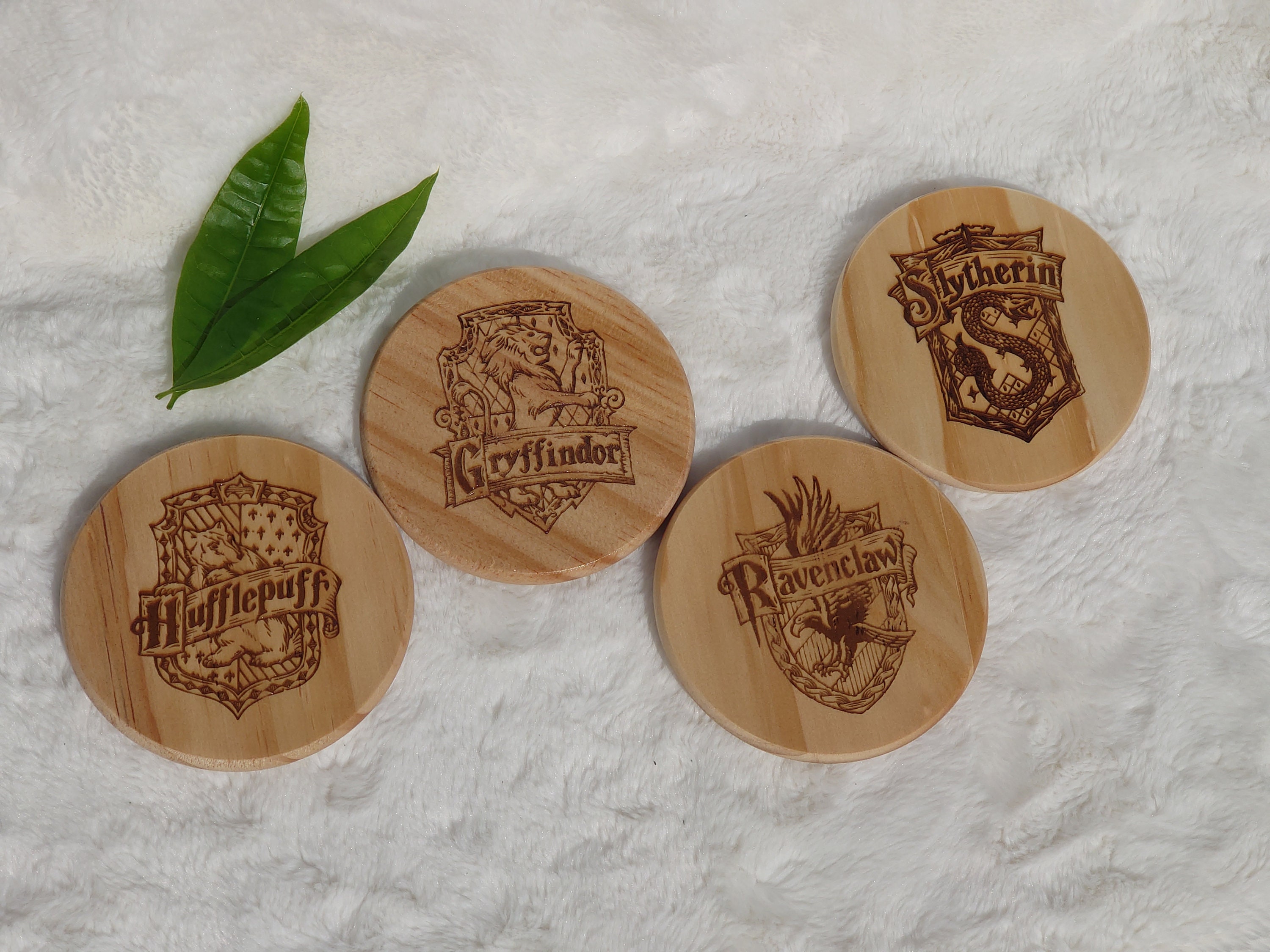 Hogwarts Houses Wood Coasters Harry Potter Slytherin - Etsy UK