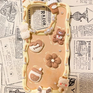 Coffee & Tea Decoden Phone Case, Handmade Whipped Cream Glue - Etsy