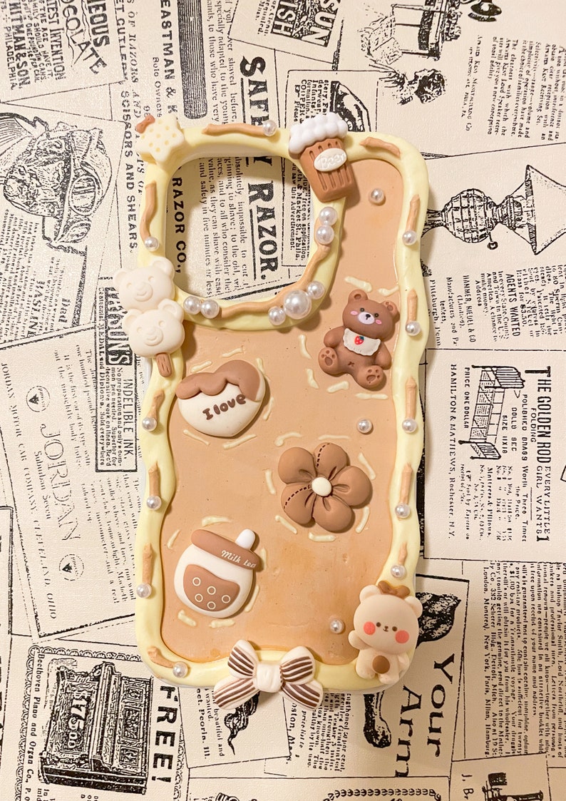 Coffee & Tea Decoden Phone Case, Handmade Whipped Cream Glue - Etsy