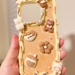 Coffee & Tea Decoden Phone Case, Handmade Whipped Cream Glue - Etsy