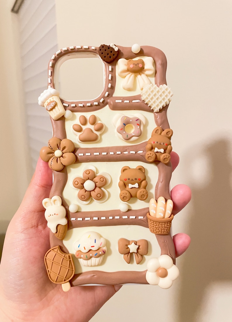 Coffee & Tea Decoden Phone Case, Handmade Whipped Cream Glue - Etsy
