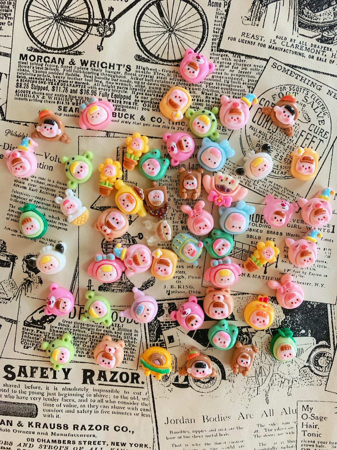 20 Pcs Mini Size Girl Head Cabochons, Nail Charms, Cute Decoden Resin ...