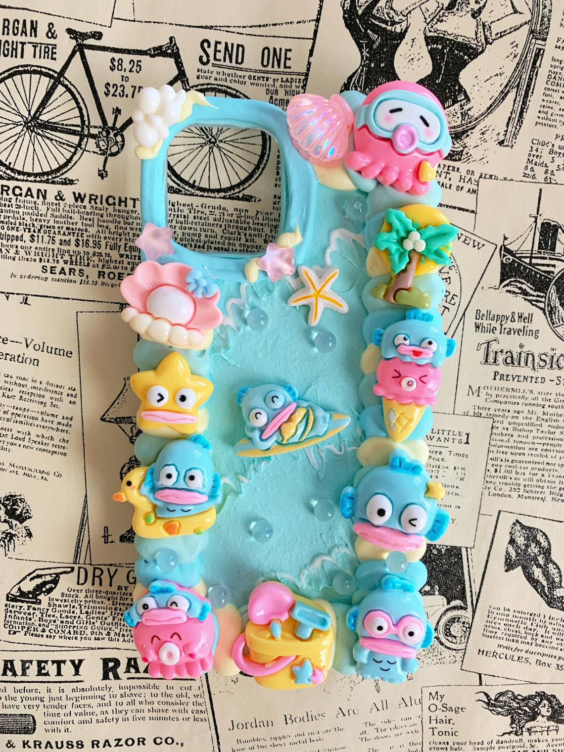 Kawaii Cute Decoden Phone Cases for All Models, Pink, Blue Handmade ...