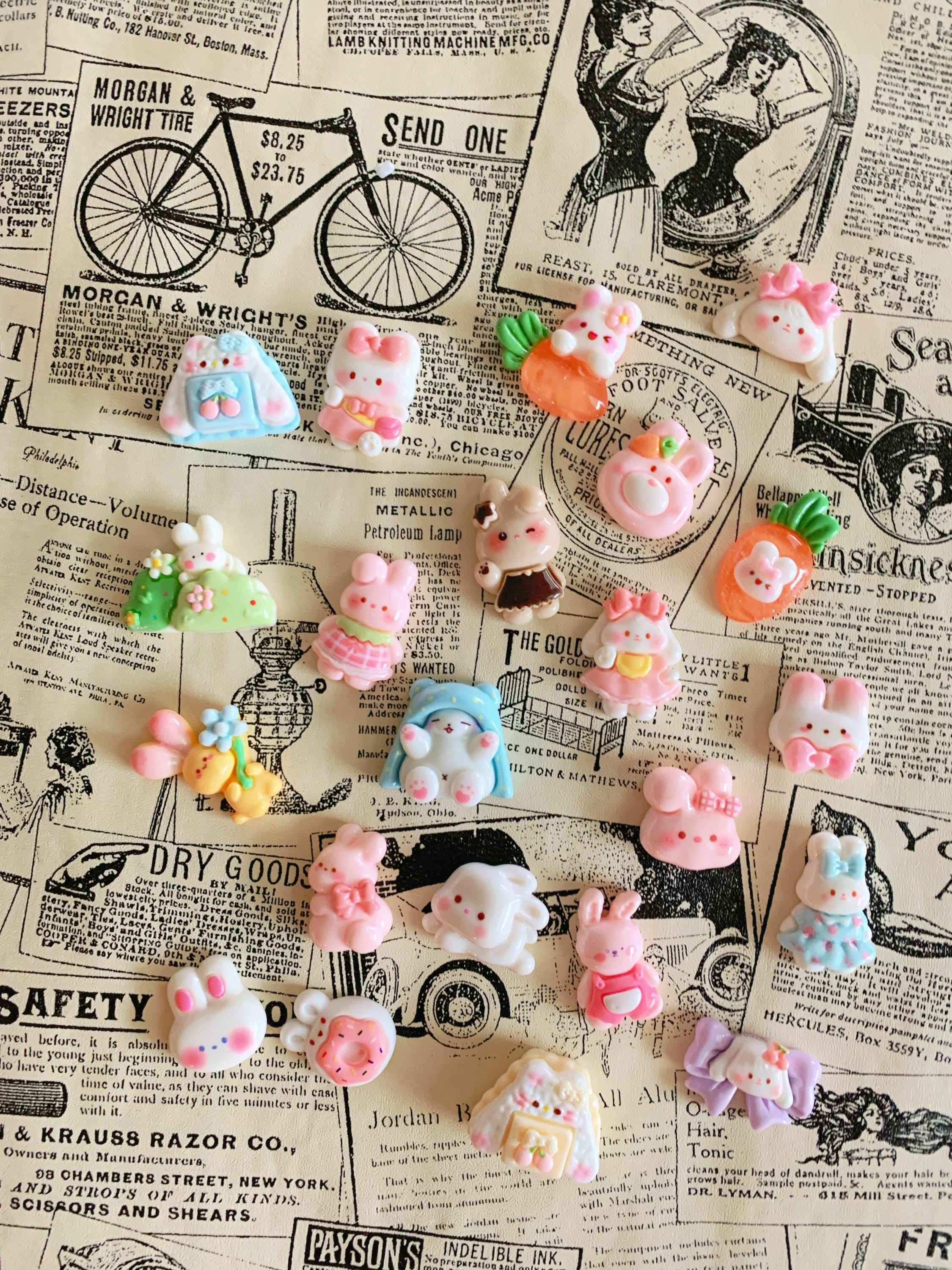 Kawaii Bunny Theme Decoden Cabochons, Cute Decoden Resin Charms ...