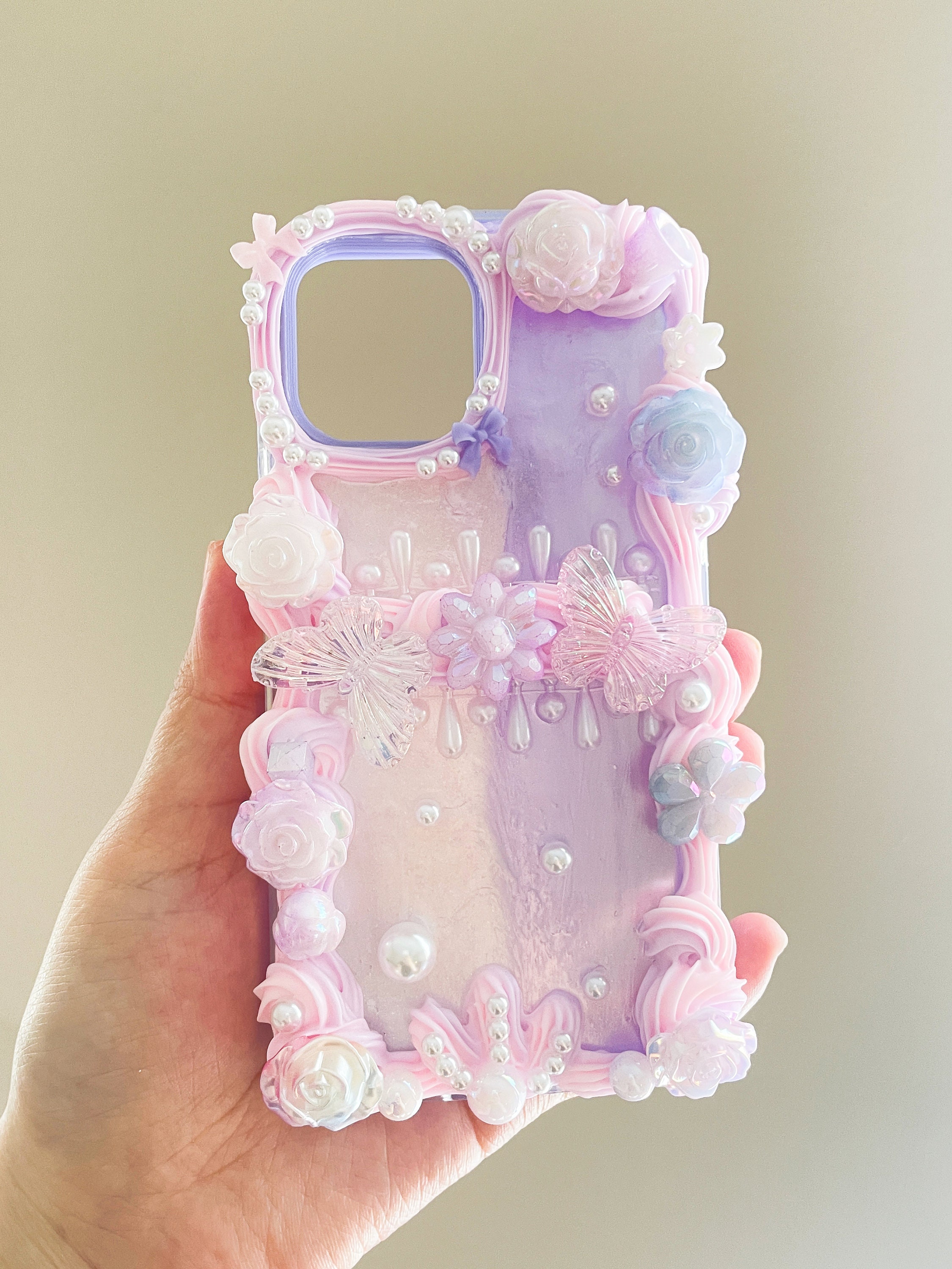 Romantic Purple Decoden Phone Cases for All Models, Baroque Handmade ...