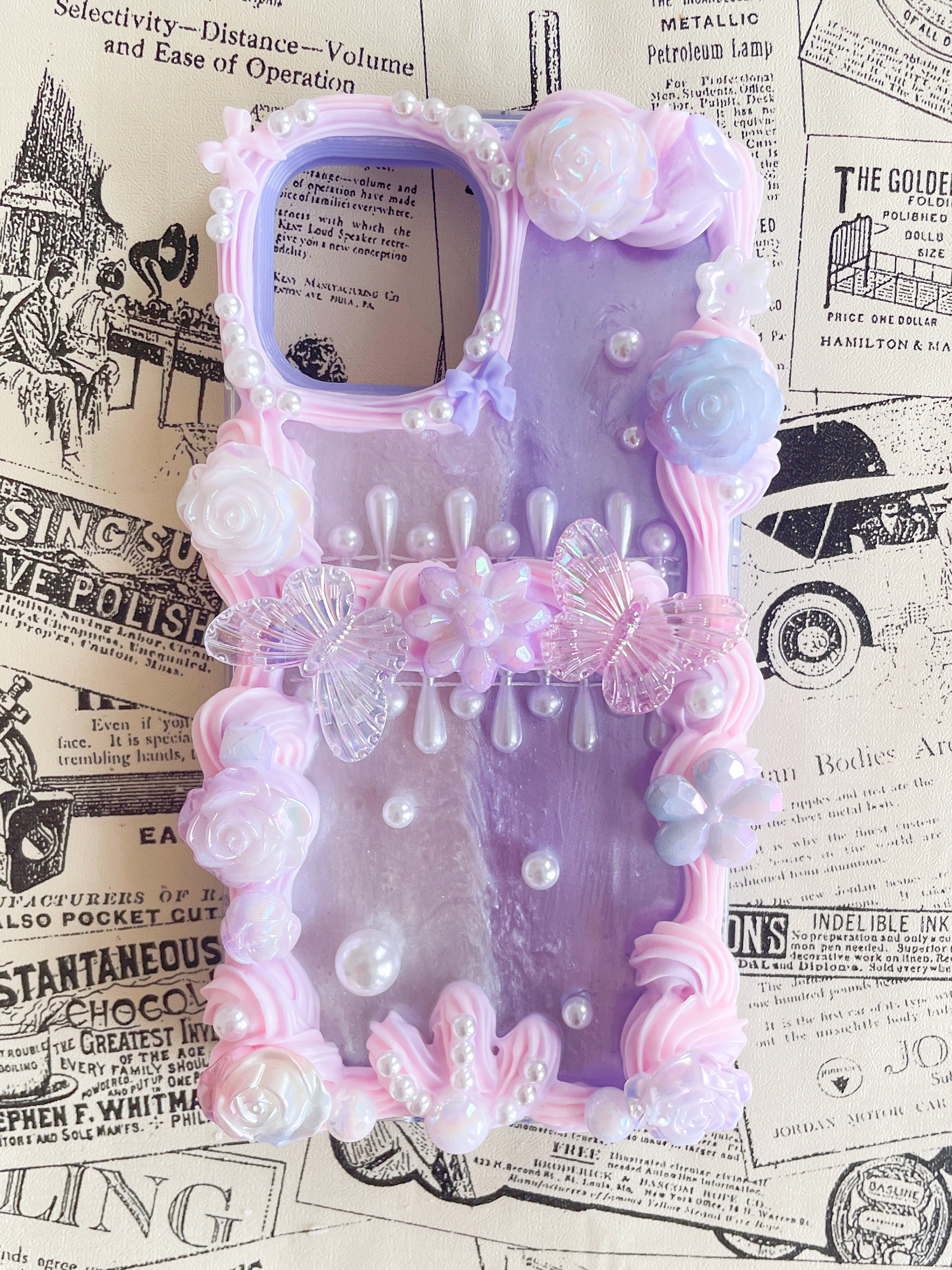 Romantic Purple Decoden Phone Cases for All Models, Baroque Handmade ...