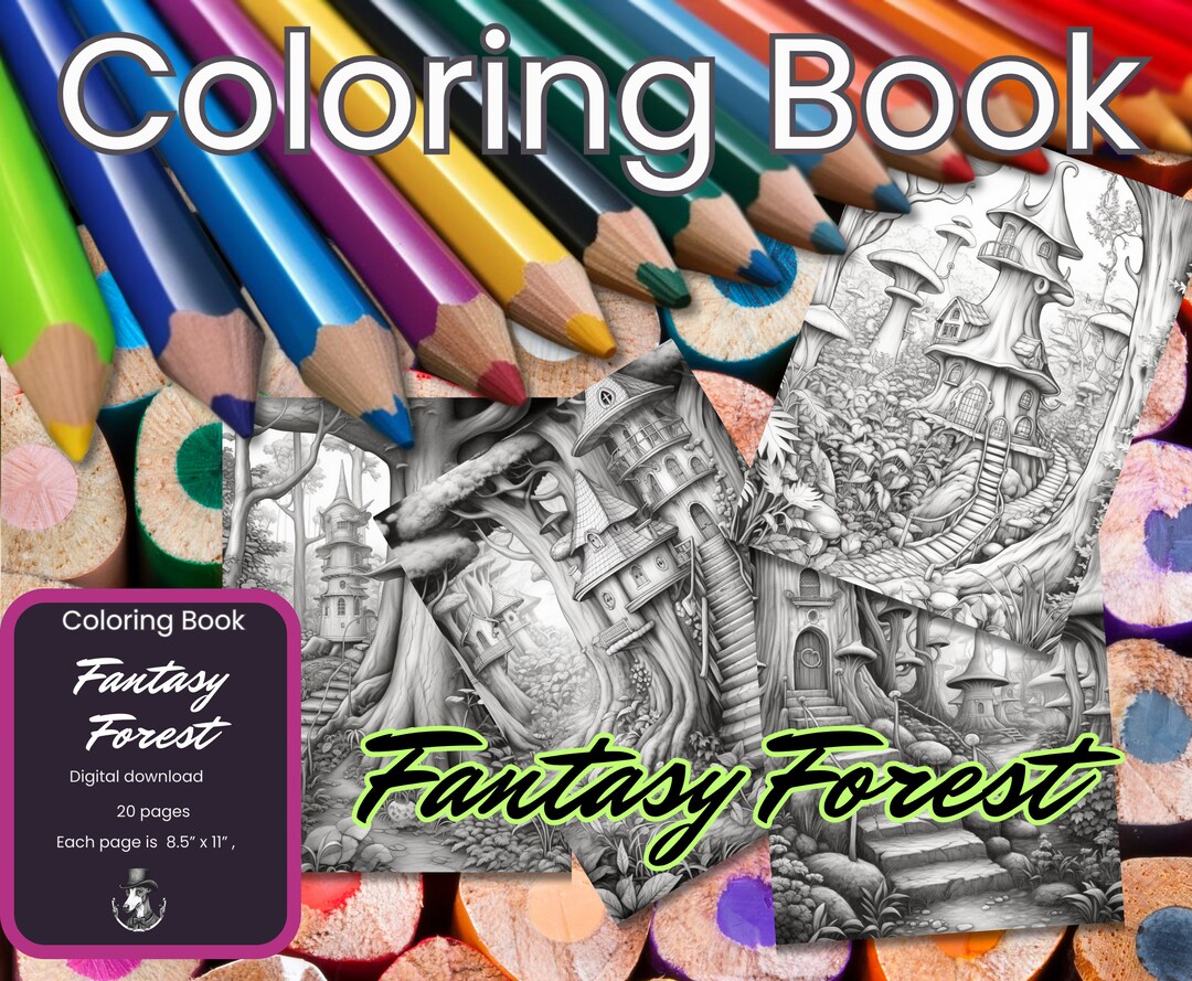 Fantasy Forest: Adult and Kids' Coloring Book for Mental Health - Art ...