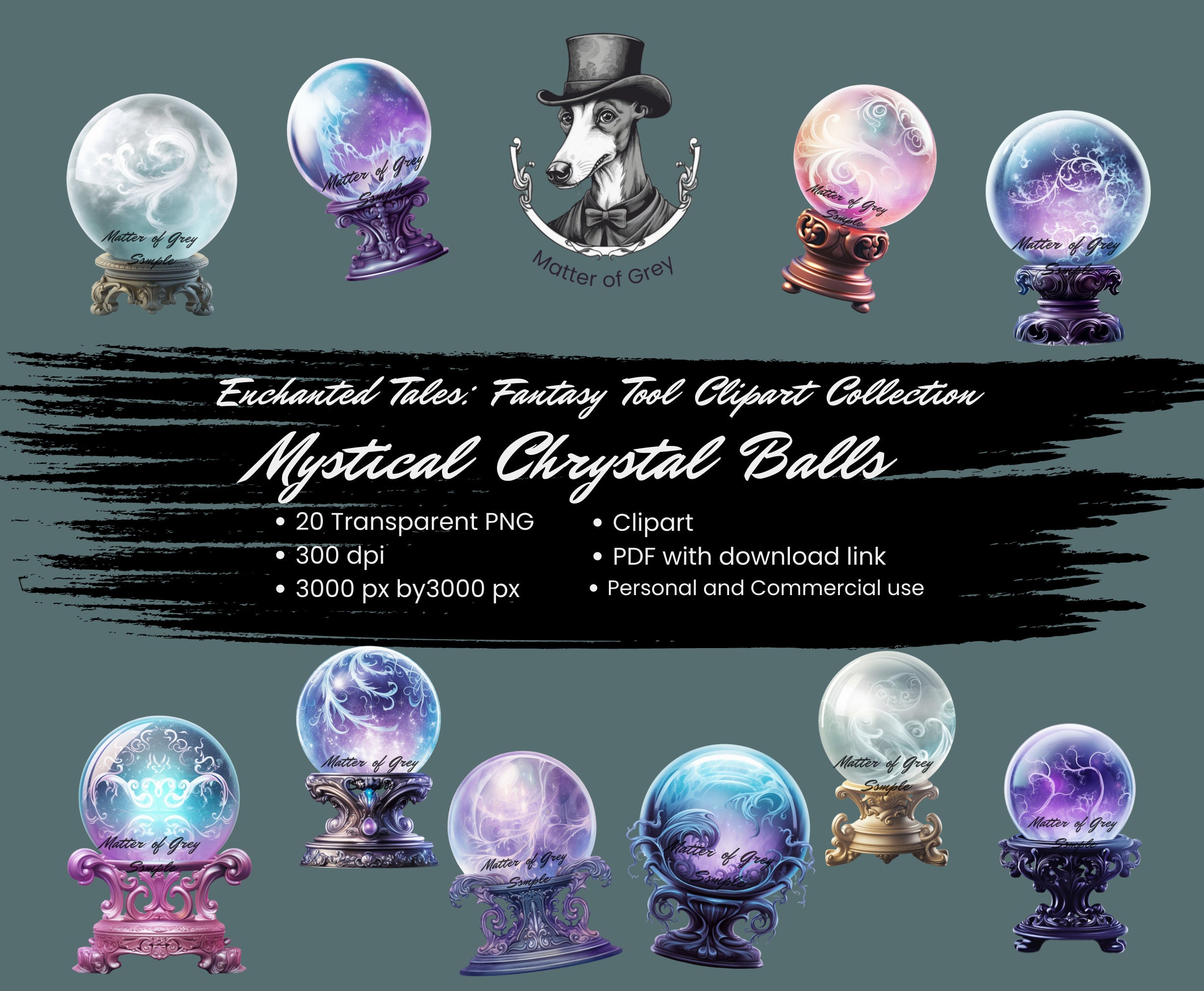 Crystal Balls. Fantasy Mystical Clipart PNG Images as an Instant ...