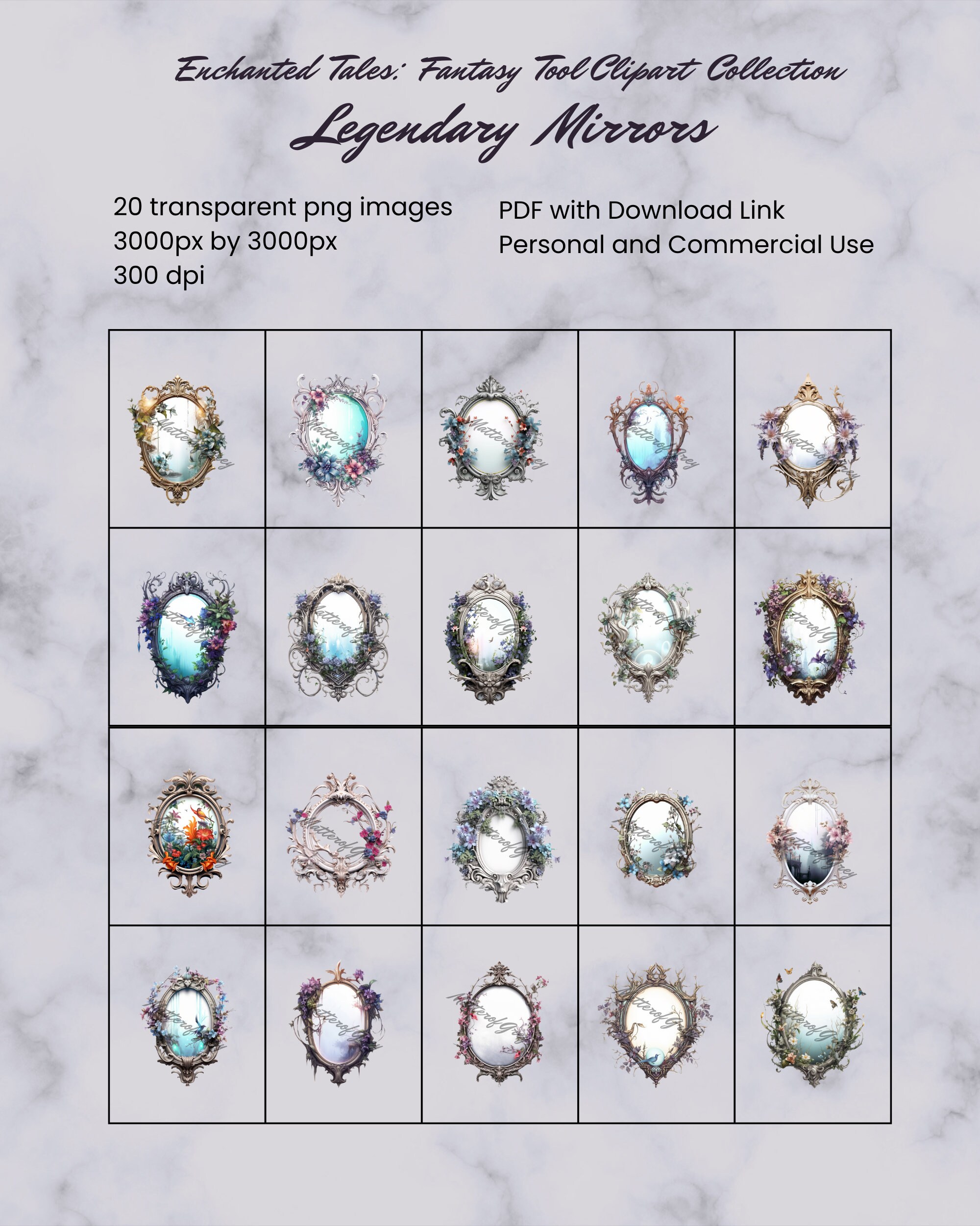 Fantasy Magical Mirrors: Digital Clipart for Scrapbooking, Crafting ...