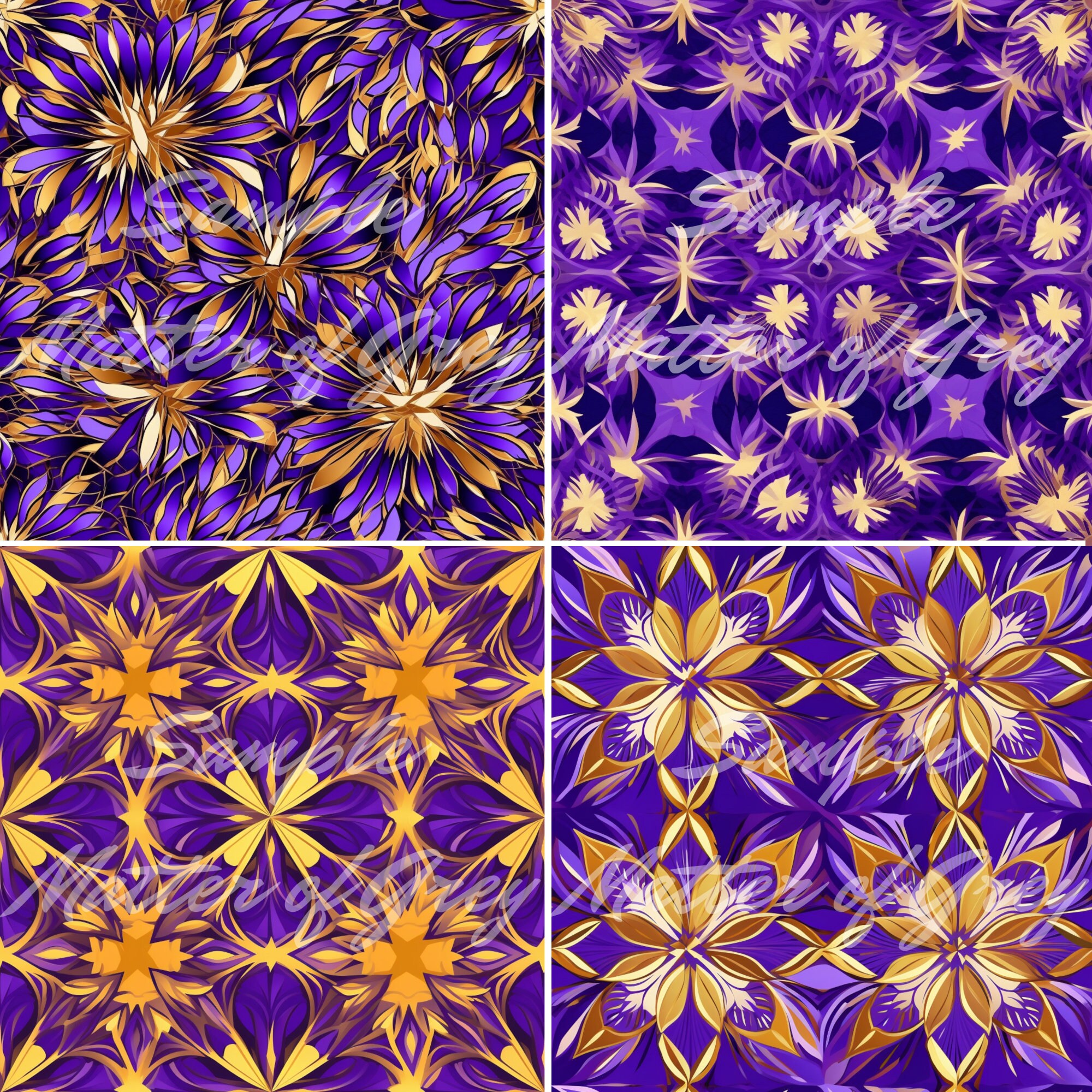 Purply Perfect Kaleidoscope Patterns: Seamless Digital Paper for ...