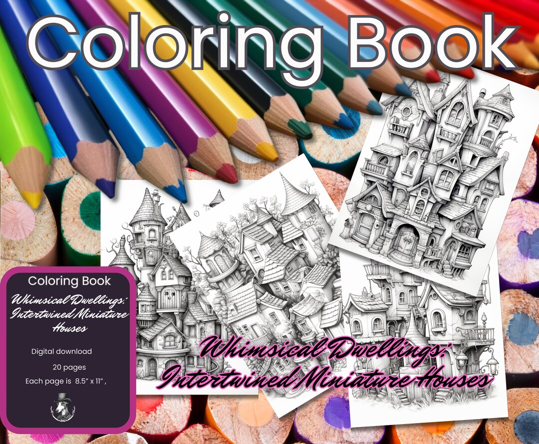 Miniature Houses Coloring Book: Intertwined Homes for Adult & Kids ...