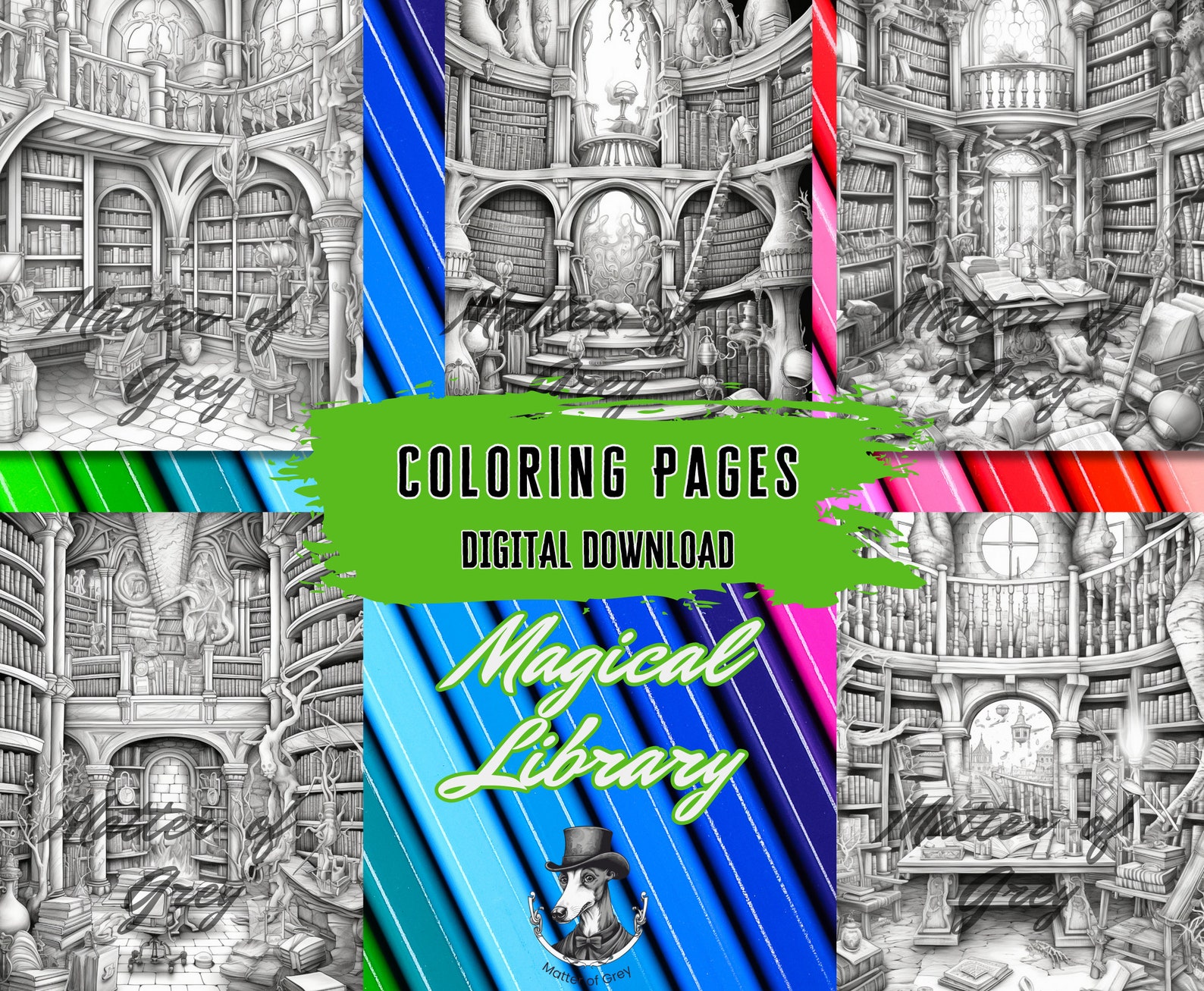 Fantasy Library: Adult and Kids Coloring Book for Art Therapy - Etsy